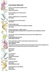 Labour Plan Or Checklist For A Homebirth - Diary of a First Child